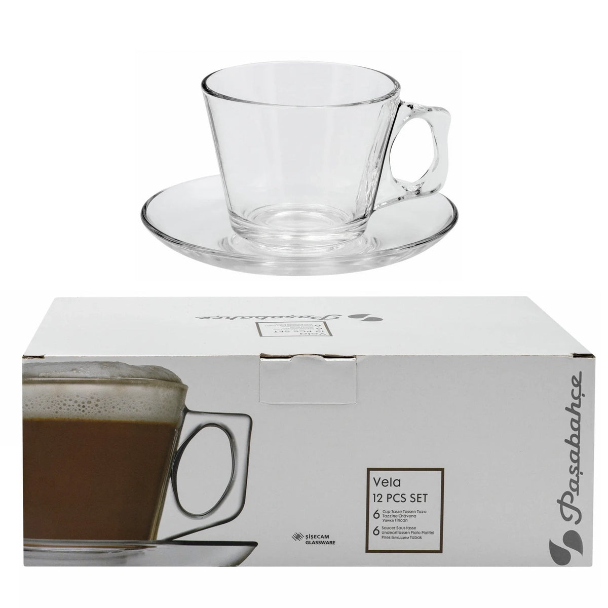 Safdie Vela Cappuccino Cup & Saucer 190ml, Set of 6 – ECS Coffee
