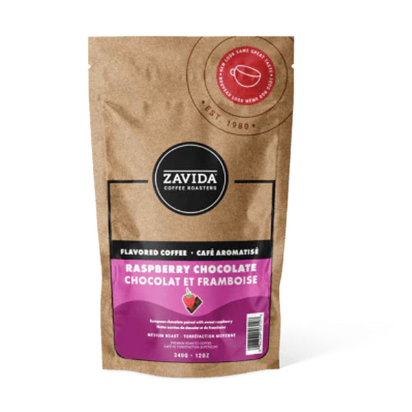 Zavida Raspberry Chocolate Whole Bean Flavoured Coffee, 12 oz. – ECS Coffee