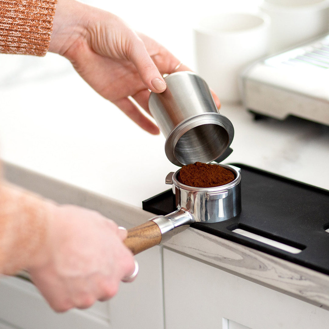 Crema 53.4 mm Dosing Cup, Brushed Silver – ECS Coffee